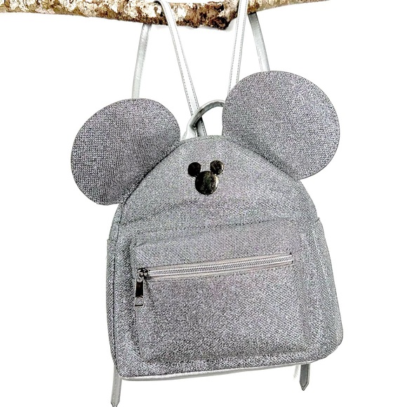Disney | Bags | Disney Backpack Silver Glitter Mickey Mouse Ears | Poshmark